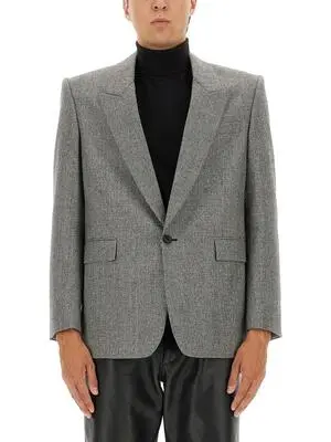 Saint Laurent Single-breasted Wool Flannel Jacket