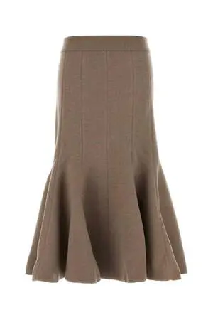 Bottega Veneta Cappuccino Cashmere Blend Skirt - Brown