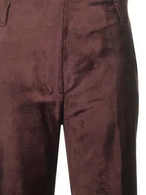 FORTE_FORTE Cotton Viscose Stretch Velvet Trumpet Shaped Pants - Brown