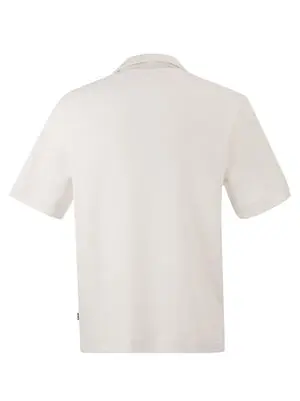 BOSS Textured Cotton Polo Shirt With Open Collar