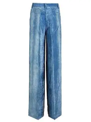FORTE_FORTE Degradé Denim Velvet Wide Leg Pants Delav - Blue