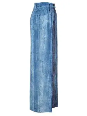 FORTE_FORTE Degradé Denim Velvet Wide Leg Pants Delav - Blue