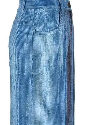 FORTE_FORTE Degradé Denim Velvet Wide Leg Pants Delav - Blue