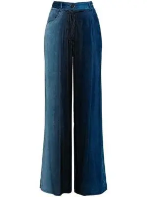 FORTE_FORTE Degradé Denim Velvet Wide Leg Pants Delav - Blue