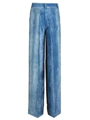 FORTE_FORTE Degradé Denim Velvet Wide Leg Pants - Blue