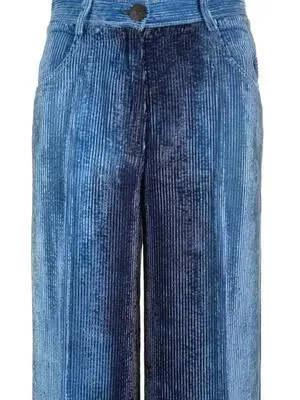 FORTE_FORTE Degradé Denim Velvet Wide Leg Pants - Blue