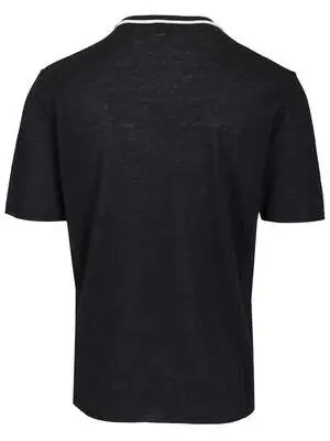 Giorgio Armani Crew Neck Sweater In Linen And Silk
