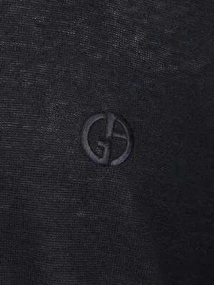Giorgio Armani Crew Neck Sweater In Linen And Silk
