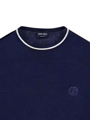 Giorgio Armani Crew Neck Sweater In Linen And Silk