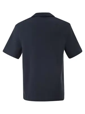 BOSS Textured Cotton Polo Shirt With Open Collar