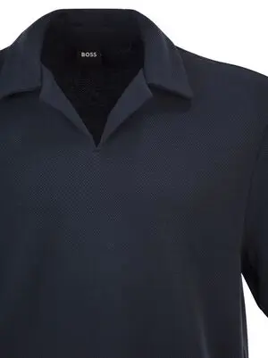 BOSS Textured Cotton Polo Shirt With Open Collar