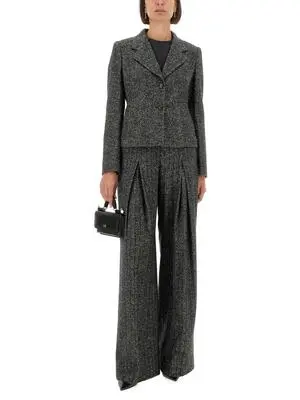 Dolce & Gabbana Striped Wool Pants - Gray