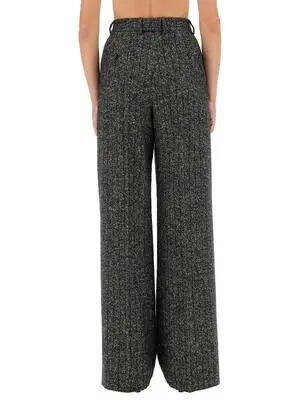 Dolce & Gabbana Striped Wool Pants - Gray