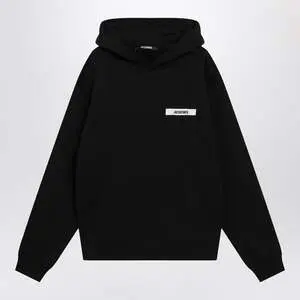Jacquemus Hoodie With Grosgrain Logo - Black