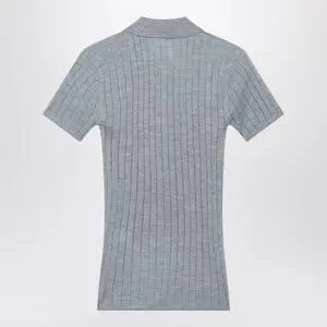 TOTEME Cashmere And Silk Ribbed Polo Shirt - Gray