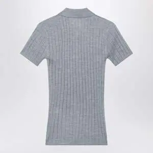 TOTEME Cashmere And Silk Ribbed Polo Shirt - Gray