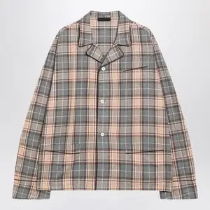 Prada Steel/cameo Checked Cotton Shirt - Gray