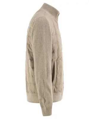 Herno Quilted Knit And Fabric Jacket With High Collar