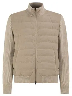 Herno Quilted Knit And Fabric Jacket - Cream