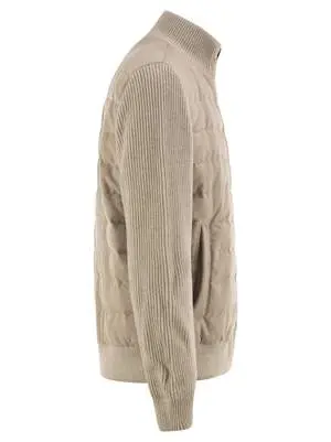 Herno Quilted Knit And Fabric Jacket - Cream