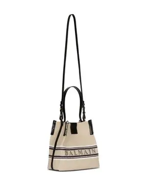 Balmain Release Canvas And Leather Bucket Bag
