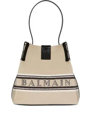 Balmain Release Canvas And Leather Bucket Bag - Multicolor