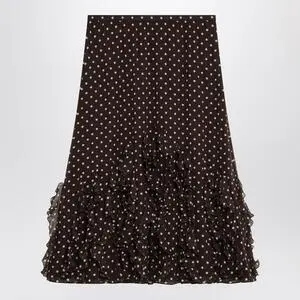 Valentino Garavani Silk Skirt With Plusdepois Motif - Brown