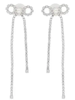SELF-PORTRAIT Crystal Droplet Bow Earrings - Silver