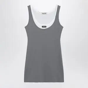 Miu Miu MIU MIU Short Stretch Jersey Dress Gray