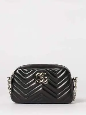 Gucci Gg Marmont Bag In Chevron Nappa Leather - Black