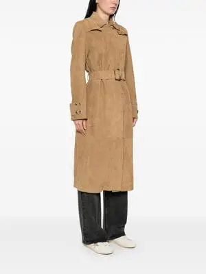 GOLDEN GOOSE Suede Leather Trench Coat - Multicolor