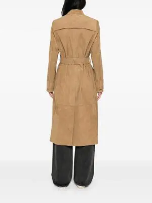 GOLDEN GOOSE Suede Leather Trench Coat - Multicolor