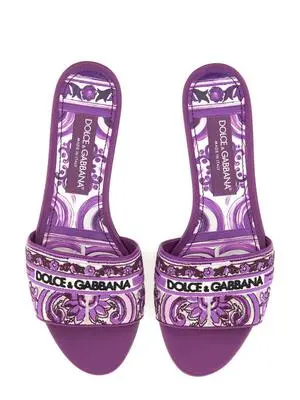 Dolce & Gabbana Slide Sandal With Embroidery - Purple