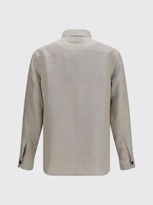 Zegna Shirt Jacket In Cashmere And Linen Blend