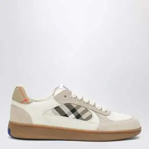 Burberry Terrace Leather And Suede Sneakers - Cream