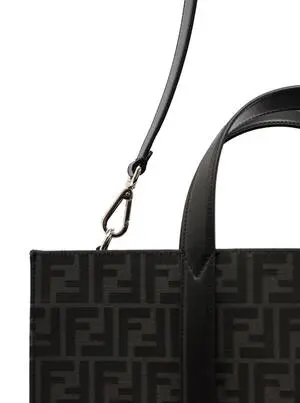 Fendi Shopper In Tech Fabric Jacquard Ff - Black