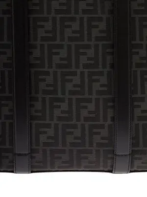 Fendi Shopper In Tech Fabric Jacquard Ff - Black