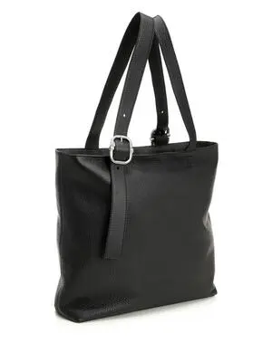 Loewe Loop Zip Tote Bag In Grained Calfskin - Black
