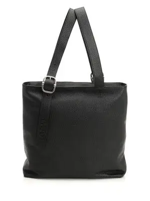 Loewe Loop Zip Tote Bag In Grained Calfskin - Black