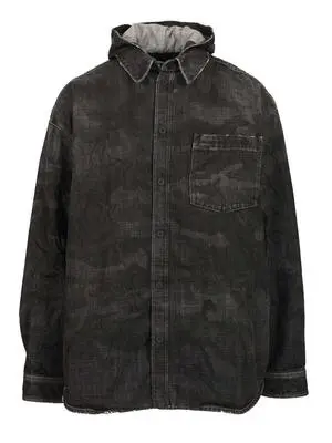 Balenciaga Hooded Denim Parka - Black