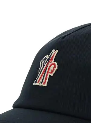 Moncler Baseball Cap With Logo Embroidery On Front In Cotton For - Black