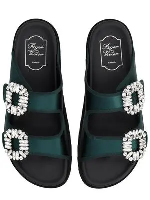 ROGER VIVIER Slidi Viv Sandal - Green