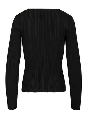 SELF-PORTRAIT Ribbed Knit Top With Lace Trim
