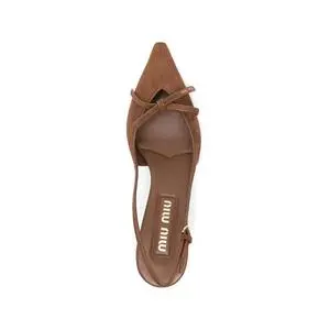 Miu Miu Suede Slingback Pumps - Brown