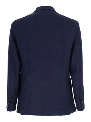Tagliatore Blue Single-breasted Jacket With Peak Revers And Brooch On The Front In Wool For