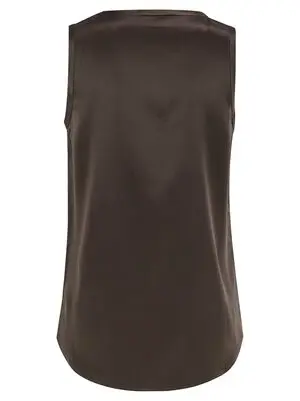 Brunello Cucinelli Stretch Silk Satin Top - Brown