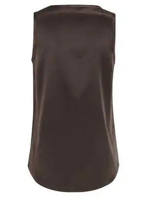 Brunello Cucinelli Stretch Silk Satin Top - Brown