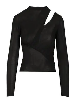 SELF-PORTRAIT Viscose Knit Top - Black