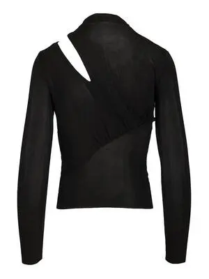 SELF-PORTRAIT Viscose Knit Top - Black