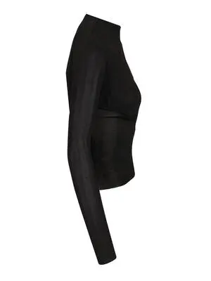 SELF-PORTRAIT Viscose Knit Top - Black